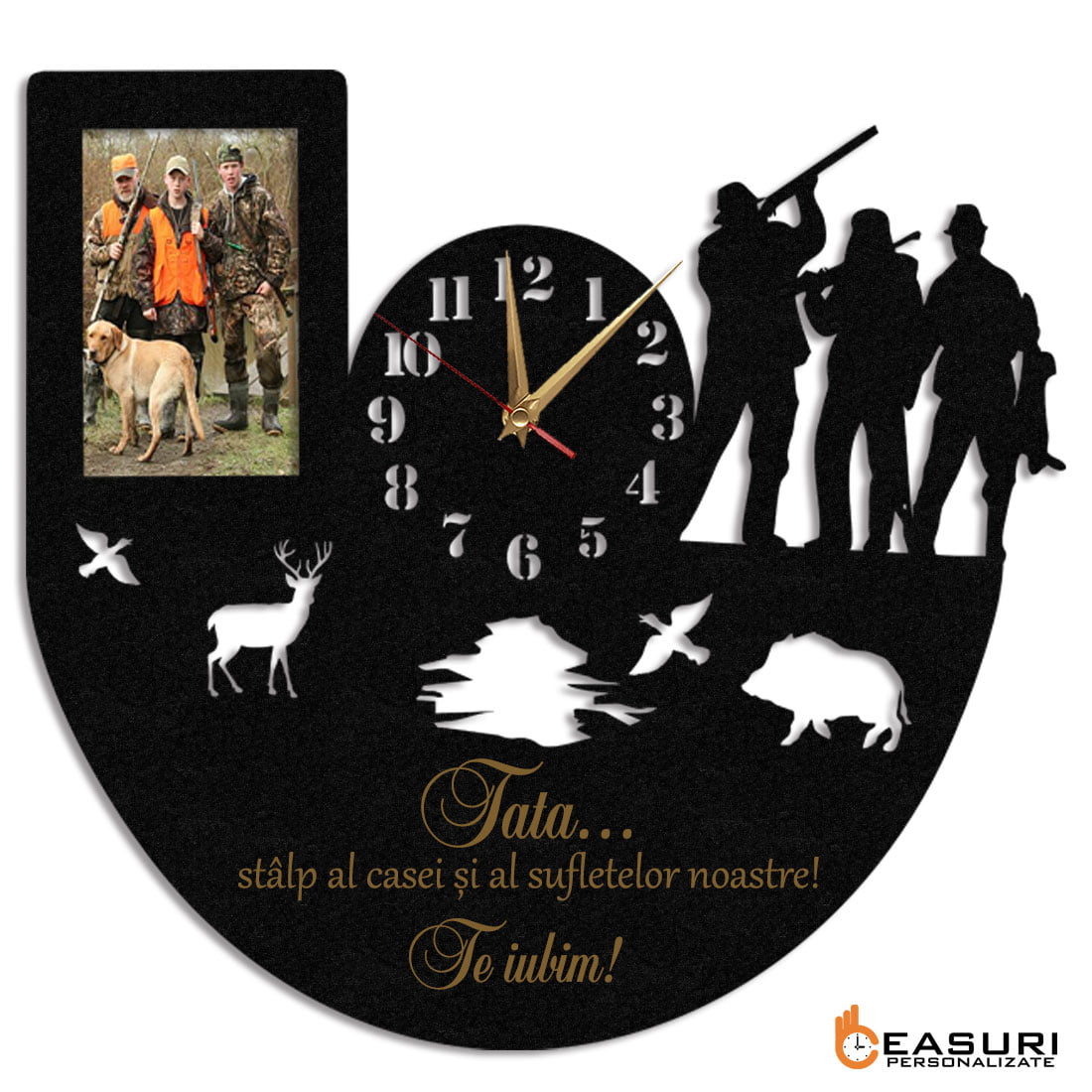 Ceas Personalizat cu Poza pentru trei vanatori - Ceasuri Personalizate